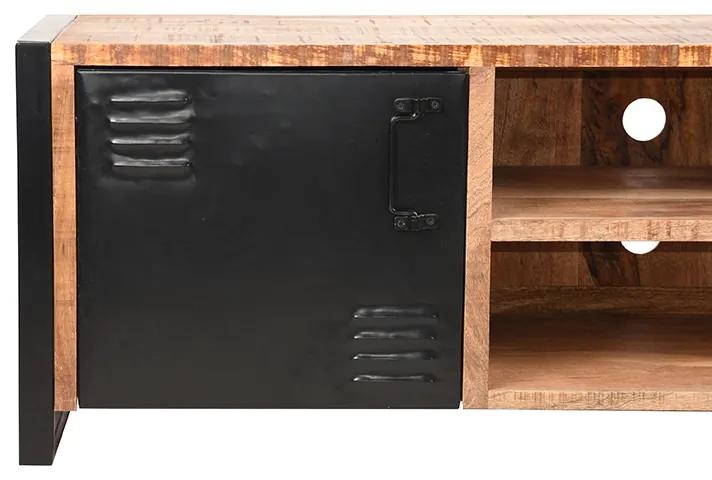 LABEL51 Přírodní/černý masivní mangový TV stolek Leiden, 160 cm