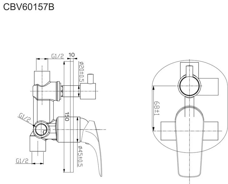 Mereo Eve sprchová podomítková baterie s trojcestným přepínačem Mbox oválný kryt mosaz chrom CBV60157B