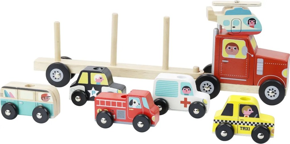 Dřevěný kamión s autíčky ARIK vícebarevný