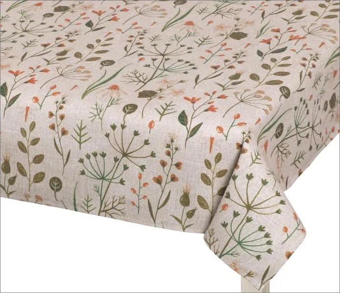 Bellatex Ubrus DITA 70x70 cm Větvička na režné béžová, zelená, oranžová rozměr 140x250 cm
