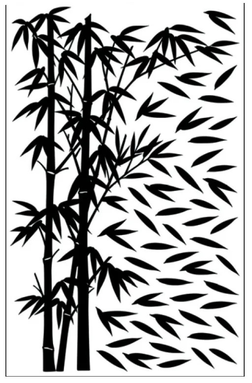 Samolepící pokojová dekorace Bambus černý s listím 60x32cm