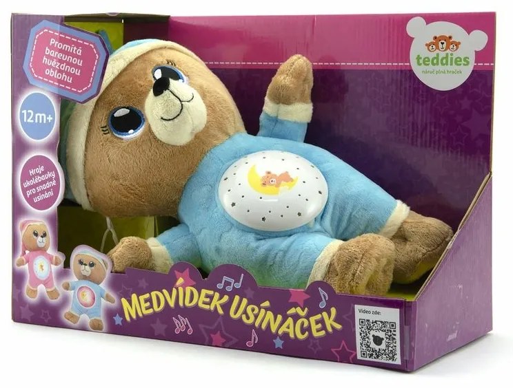 Teddies Plyšový medvídek Usínáček 32 cm, modrá