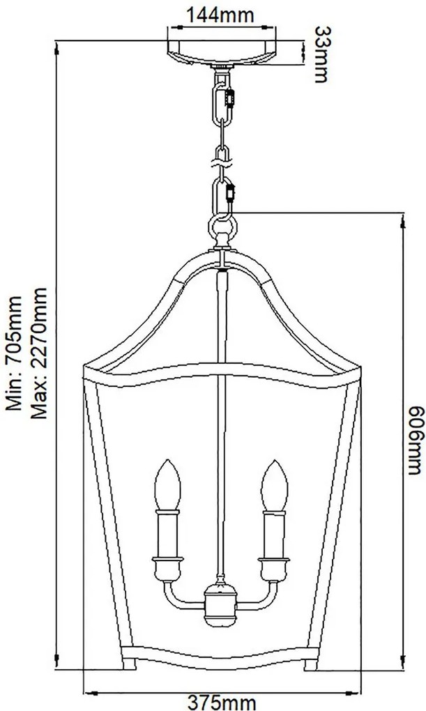 Lustr na řetězu Elstead YARMOUTH 4P stará mosaz