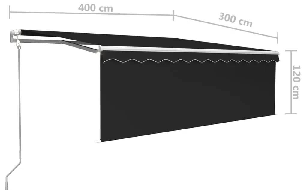 vidaXL Marketos Automatická zatahovací markýza s roletou 4 x 3 m antracitová