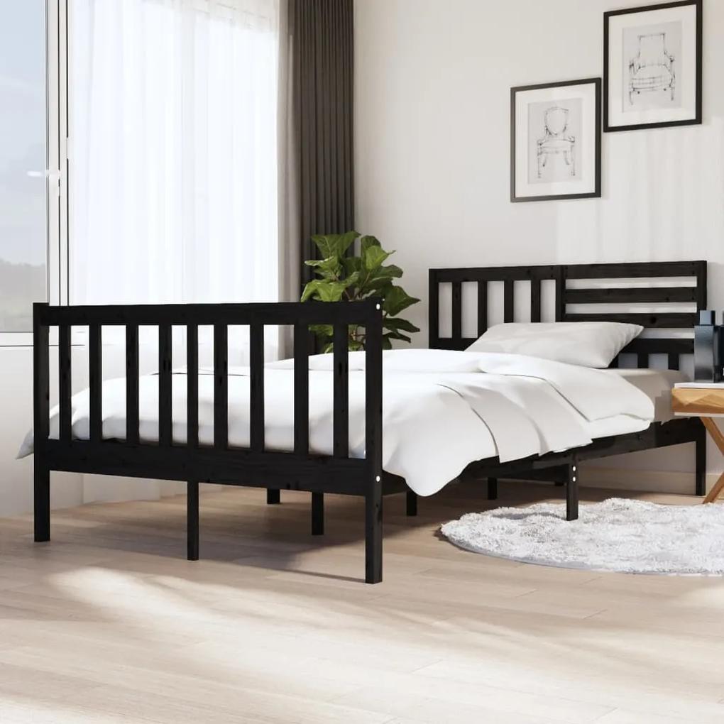 Rám postele černý masivní dřevo 120 x 200 cm,  3101152