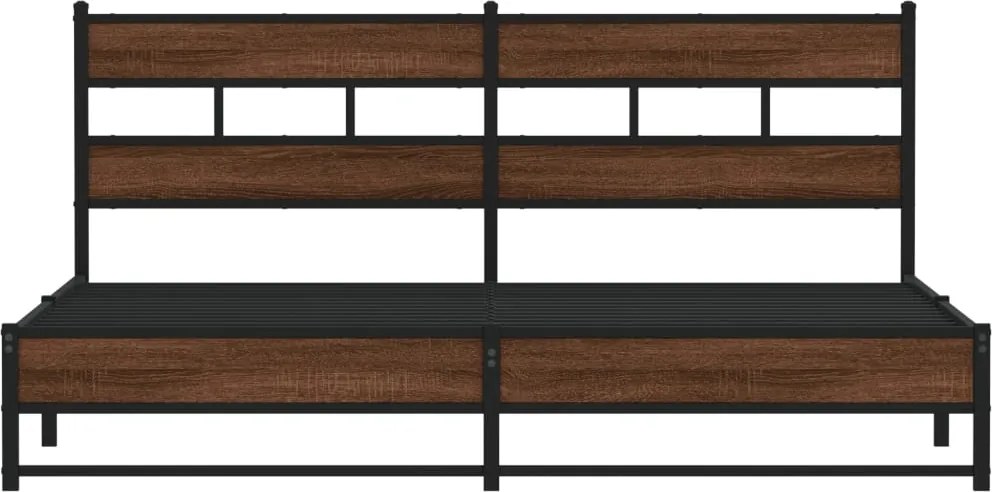 Kovový rám postele bez matrace hnědý dub 200 x 200 cm 3308515