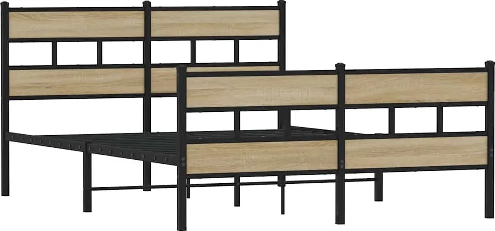 Kovový rám postele bez matrace dub sonoma 150 x 200 cm 3308470