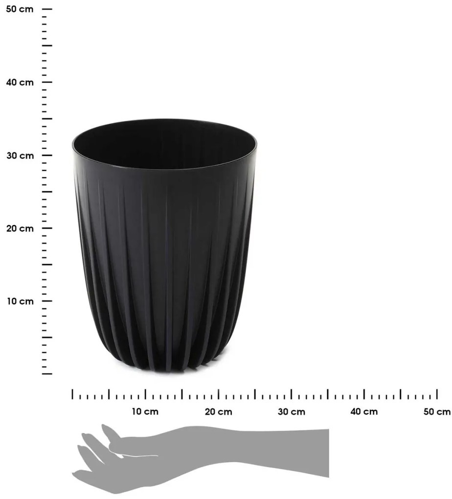 Květináč STRIPPED ECO VI 25 cm černý