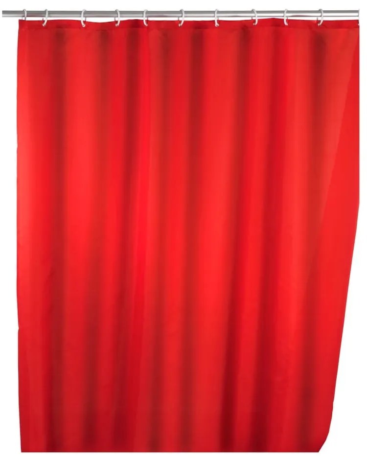 Červený sprchový závěs Wenko Puro, 180 x 200 cm