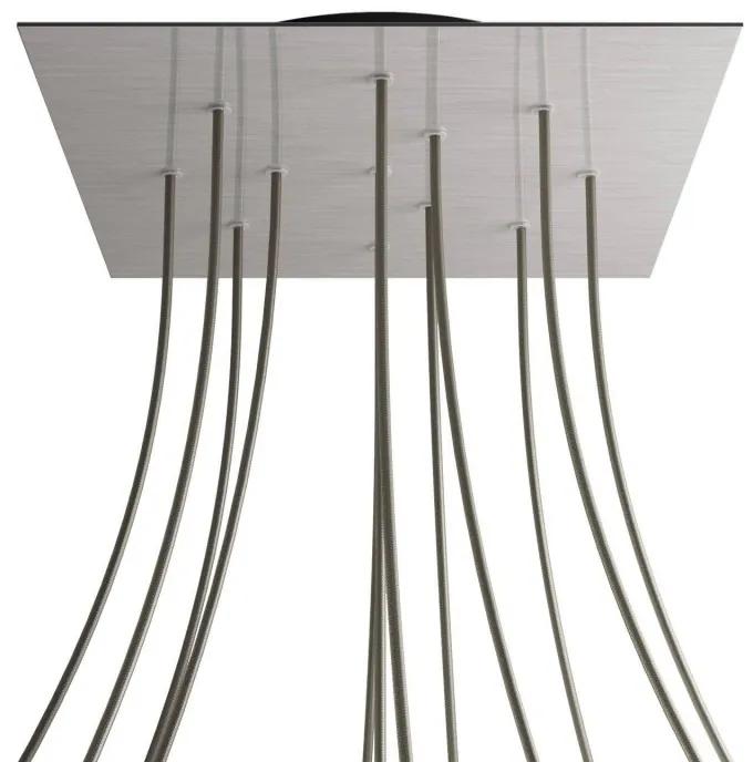 creative cables Čtvercový stropní baldachýn ROSE ONE, 400 mm, 12 otvorů a 4 boční otvory Barva komponentu: Zrcadlo, Barva montury: Bílá