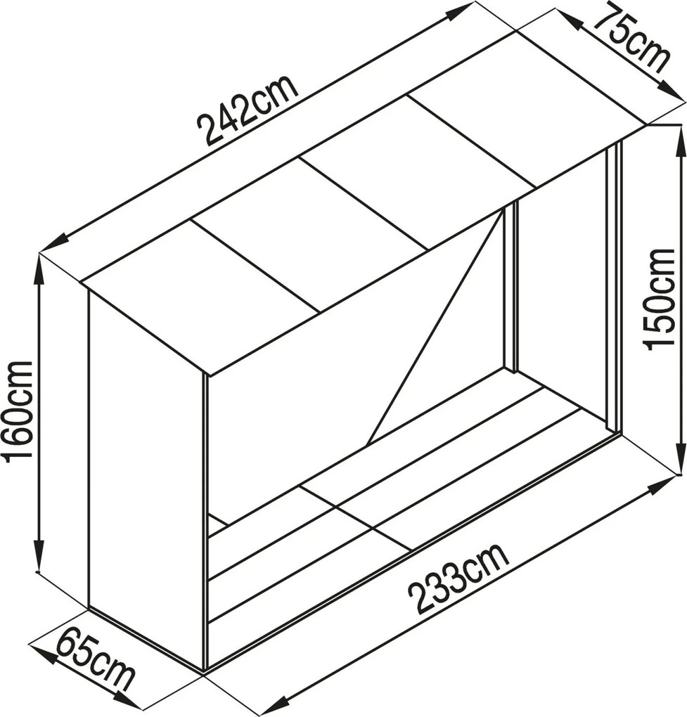 Přístřešek na dřevo G21 WOH 181 - 242 x 75 cm, šedý [63900494]
