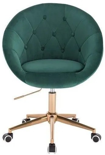 LuxuryForm DESIGN Otočné křeslo VERA VELUR na zlaté podstavě s kolečky - zelené