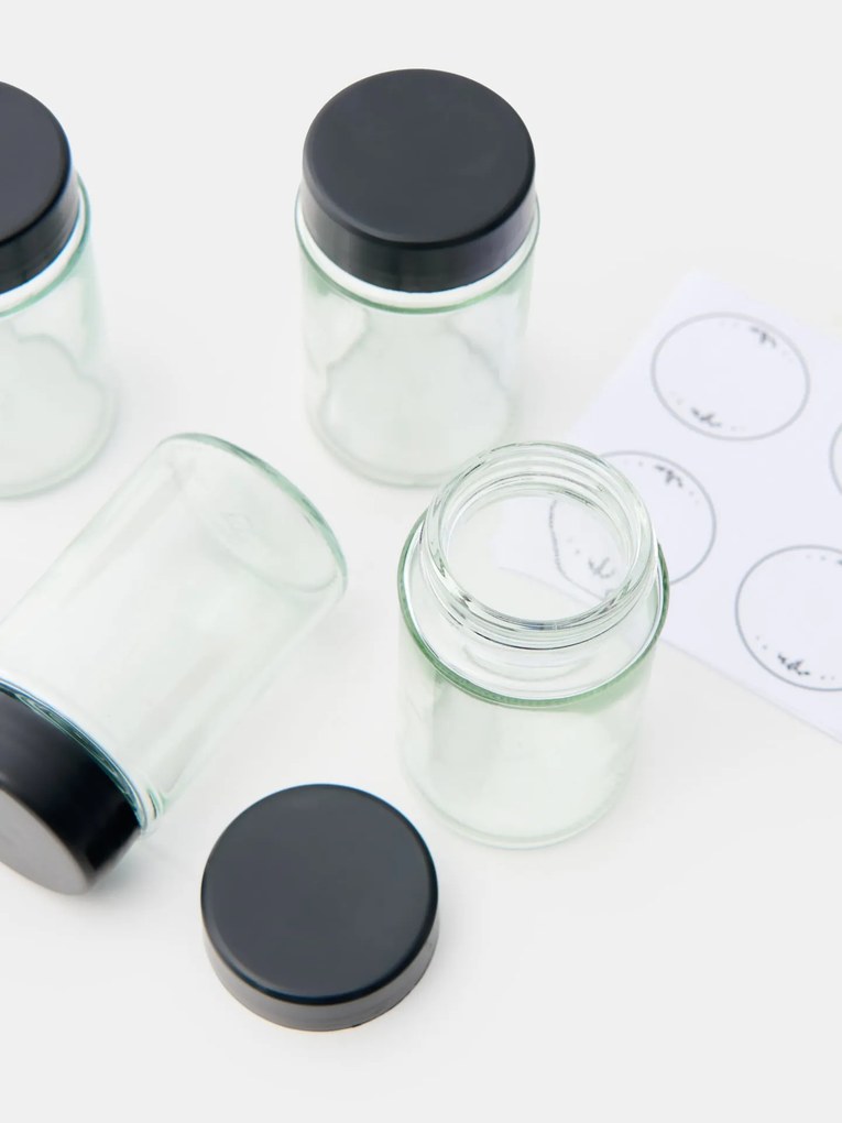 Sinsay - Sada nádob na koření se štítky 4 pack - clear