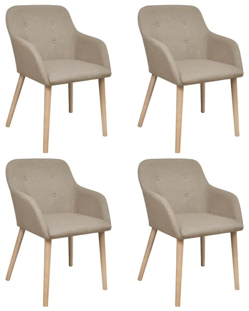 270570 vidaXL Jídelní židle 4 ks béžové textil a masivní dubové dřevo