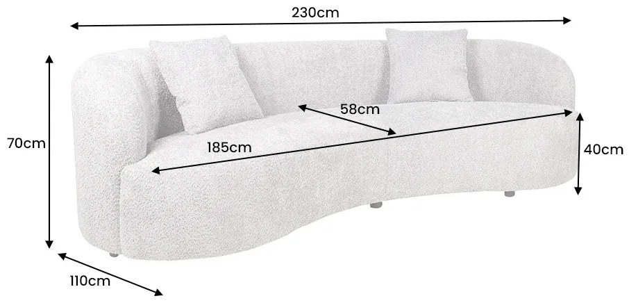 Designová sedačka Pasquale 230 cm béžová