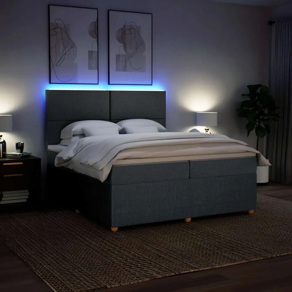 Box spring postel s matrací tmavě šedá 200x200 cm textil 3294457