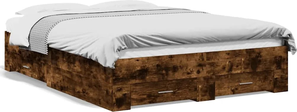 Rám postele se zásuvkami kouřový dub 135 x 190 cm kompozit 3280409