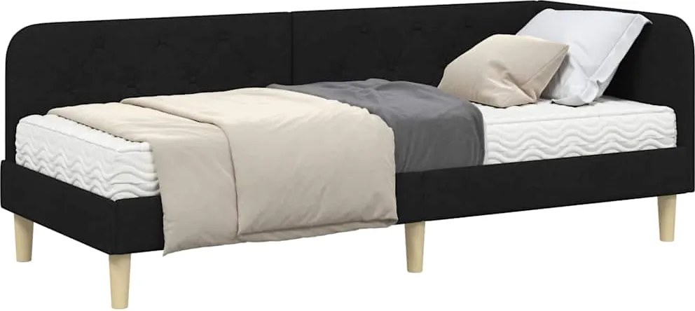 Rohový rám postele Černý 80 x 200 cm textil 3394103