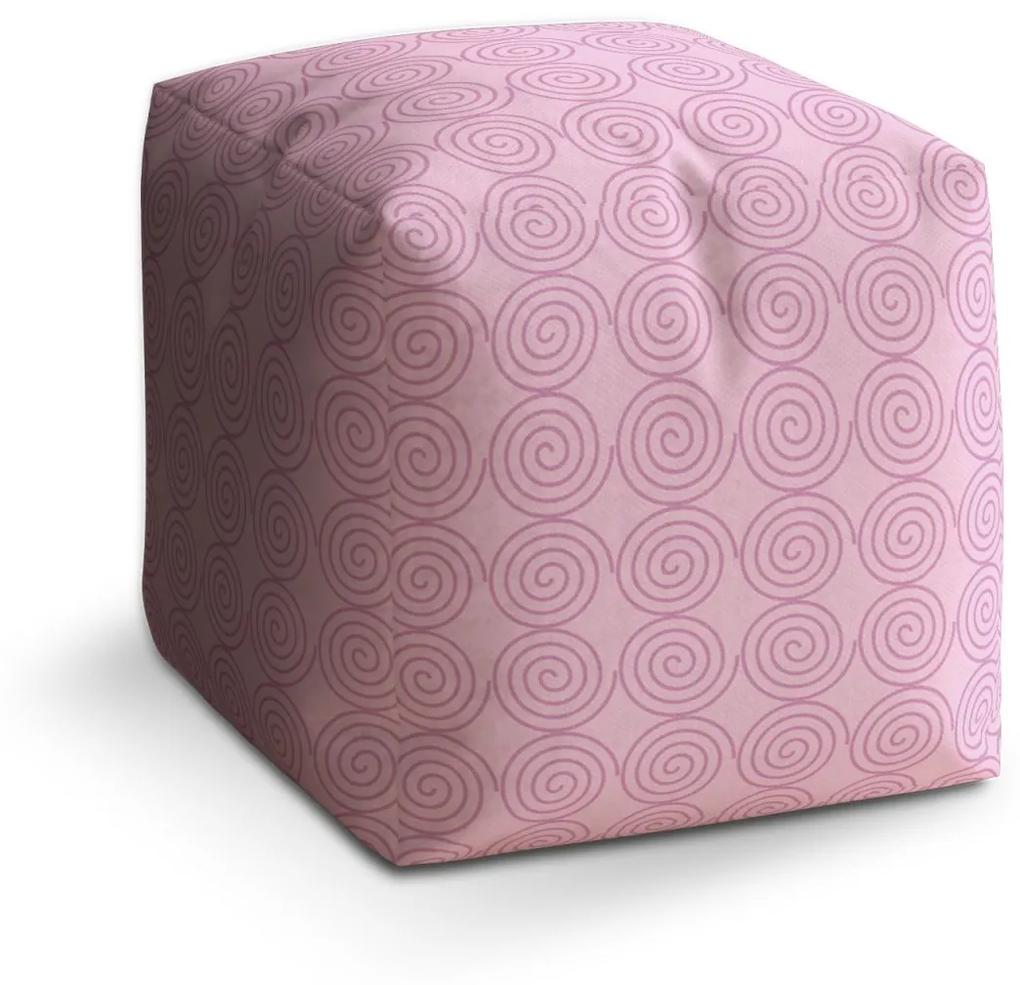 Sablio Taburet Cube Růžové spirály: 40x40x40 cm