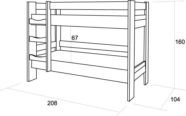 Bradop CASPER Patrová postel C123 | Provedení: DBG - DUB BORDEAUX GRAFIT