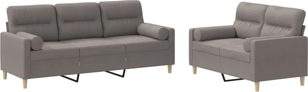 2dílná sedací souprava s polštáři taupe textil 3201623