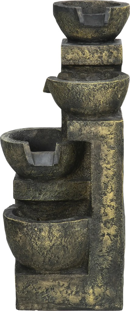 Fontána, 3 nastavení, odolná proti povětrnostním vlivům, 25 cm x 24 cm x 60 cm, šedá barva