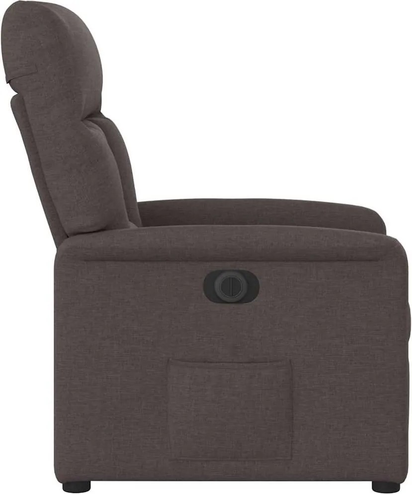 Elektrické polohovací křeslo tmavě hnědé textil 3303017
