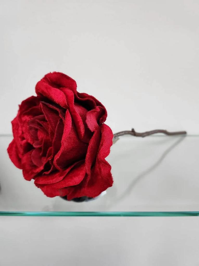 Červená sametová růže na stonku 30cm