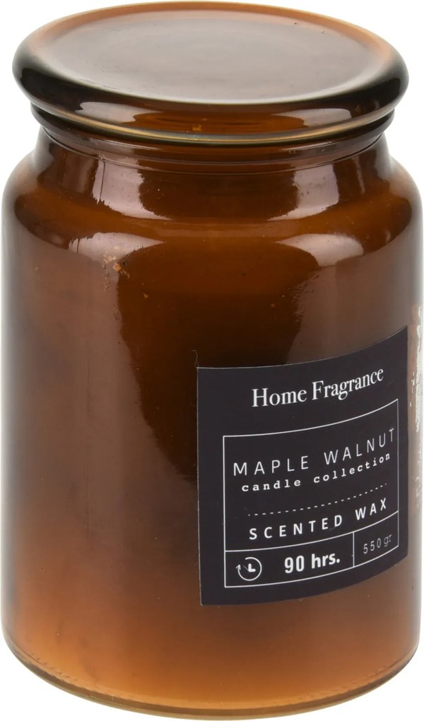 Velká vonná svíčka ve skle s víčkem 550 g, 13,5 cm Vůně: Maple walnut