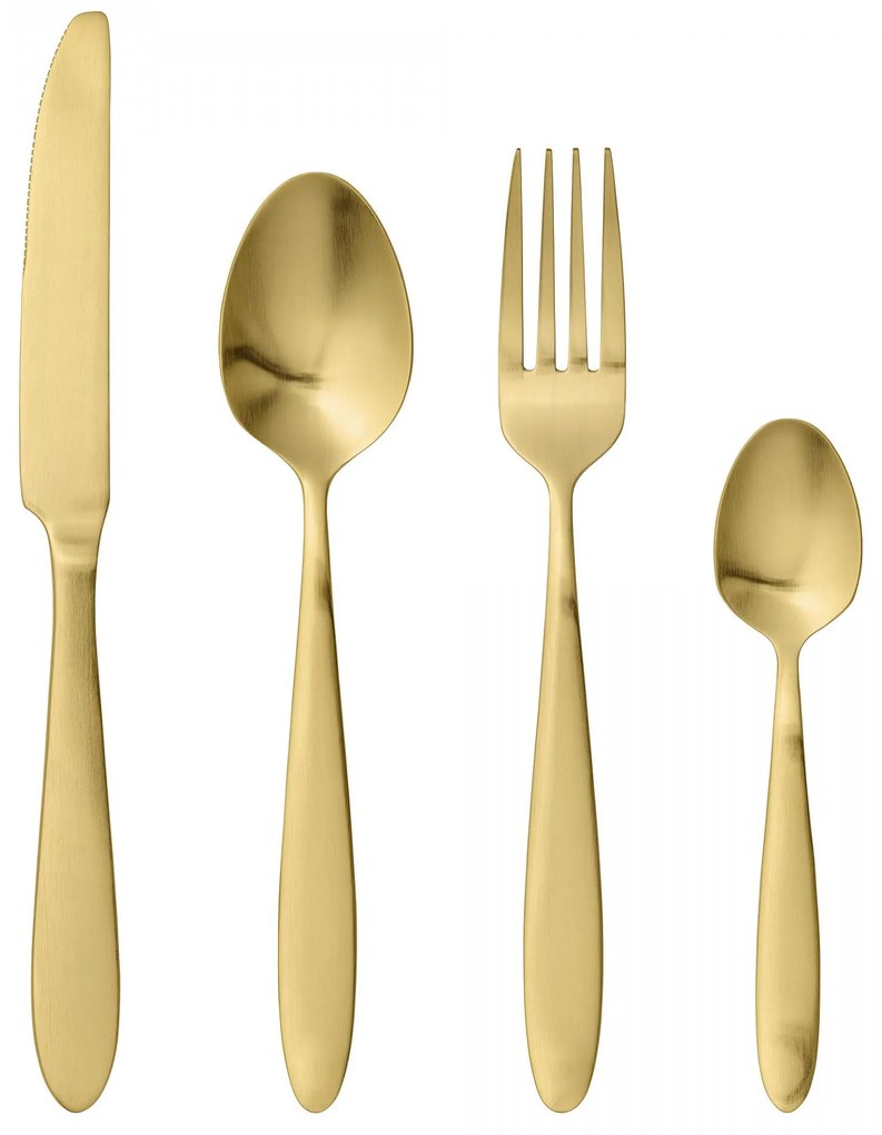 Bloomingville Sada příborů Brass Finish - set 4 ks, zlatá barva, kov