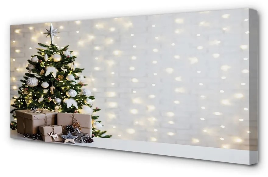 Obrazy na plátně Ozdoby na vánoční stromeček dárky 125x50 cm