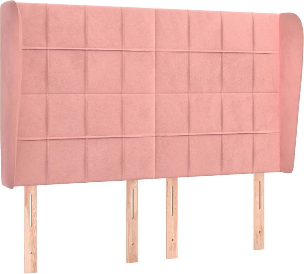 Čelo postele typu ušák růžové 147x23x118/128 cm samet 3118009