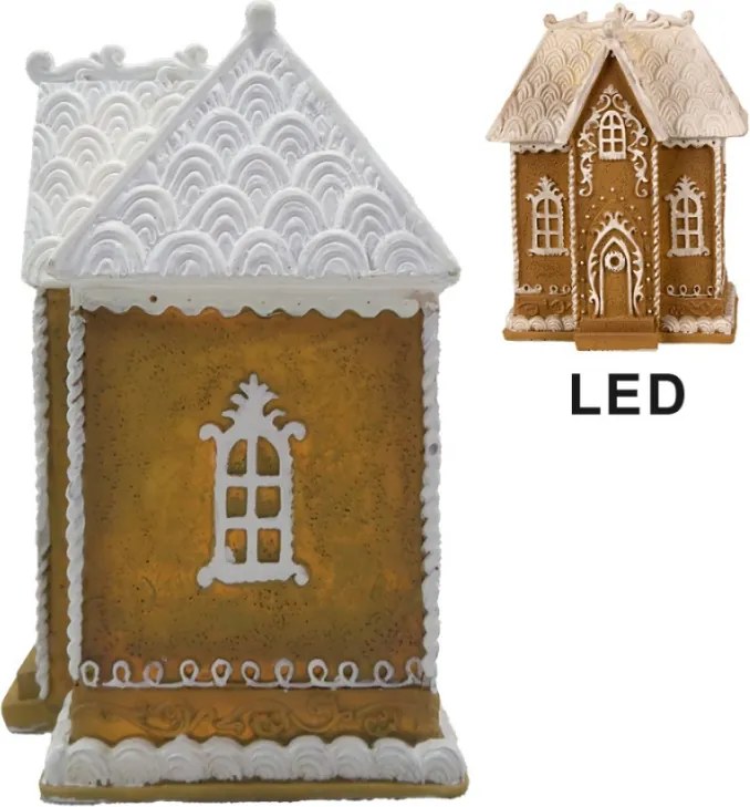 Perníkový domeček s LED osvětlením Kardemom – 12x9x15 cm