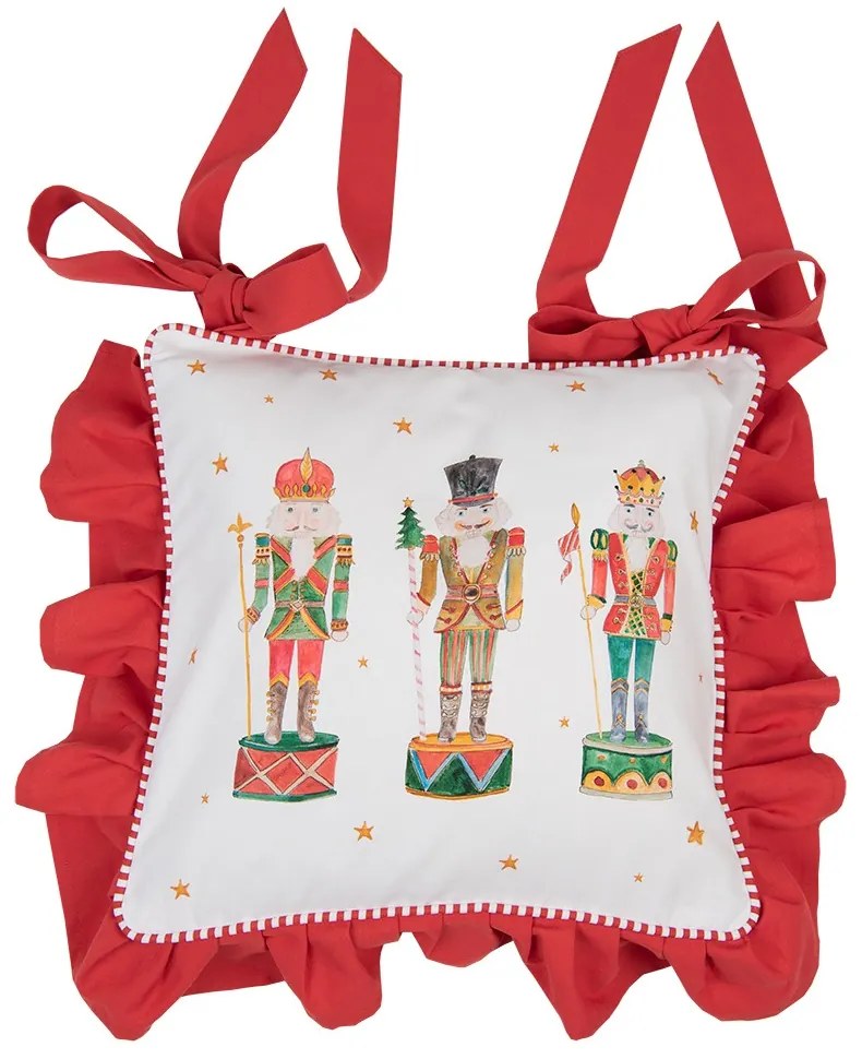 Bavlněný podsedák s volánky a louskáčky Happy Little Christmas - 40*40 cm