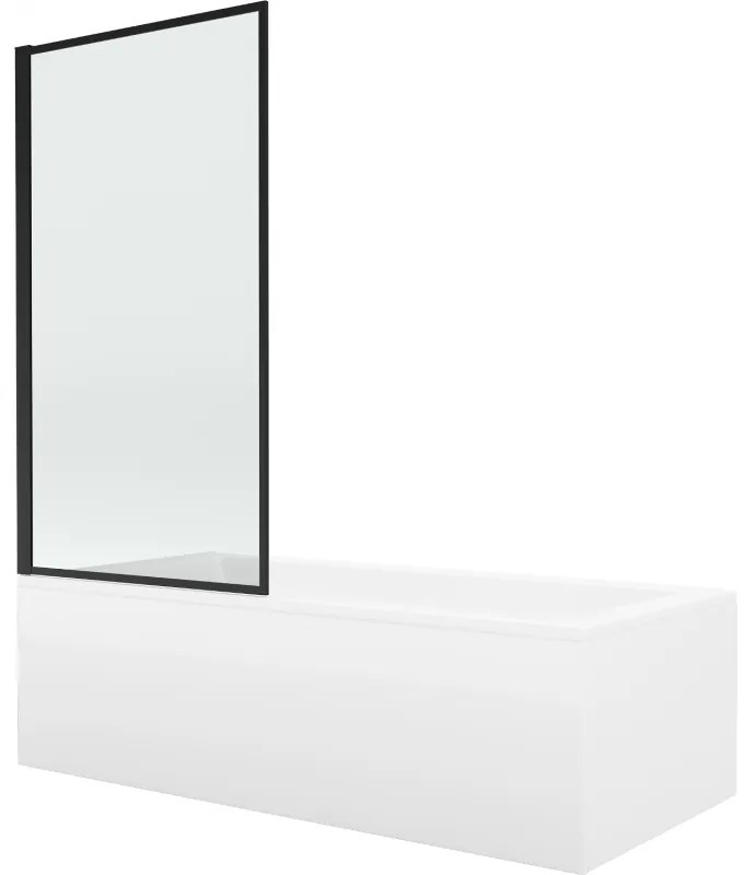 Mexen Cubik obdélníková vana 150 x 70 cm s pláštěm 1-křídlovou zástěnou 70 cm, Černý vzor - 550315070X9307017070