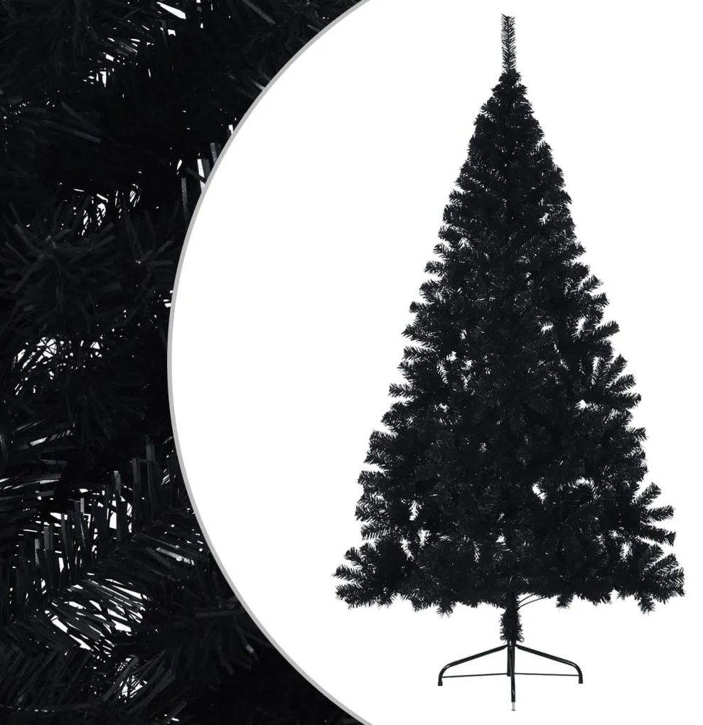 344678 vidaXL Umělý poloviční vánoční stromek se stojanem černý 210 cm PVC