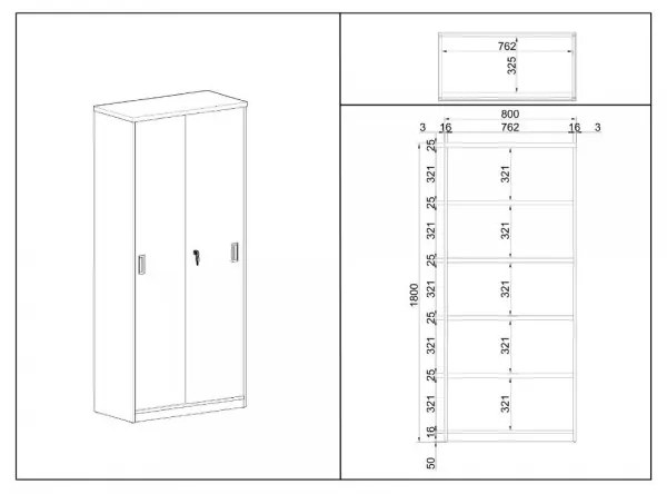 Vysoká skříň SimpleOffice 80 x 40 x 180 cm