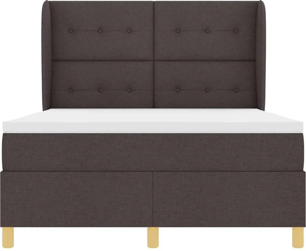 Postel s boxspringem s čelo Tmavě hnědá 200 x 140 cm textil 3340756