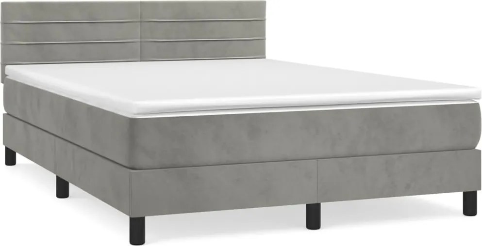 Box spring postel s matrací světle šedá 140x190 cm samet 3141359