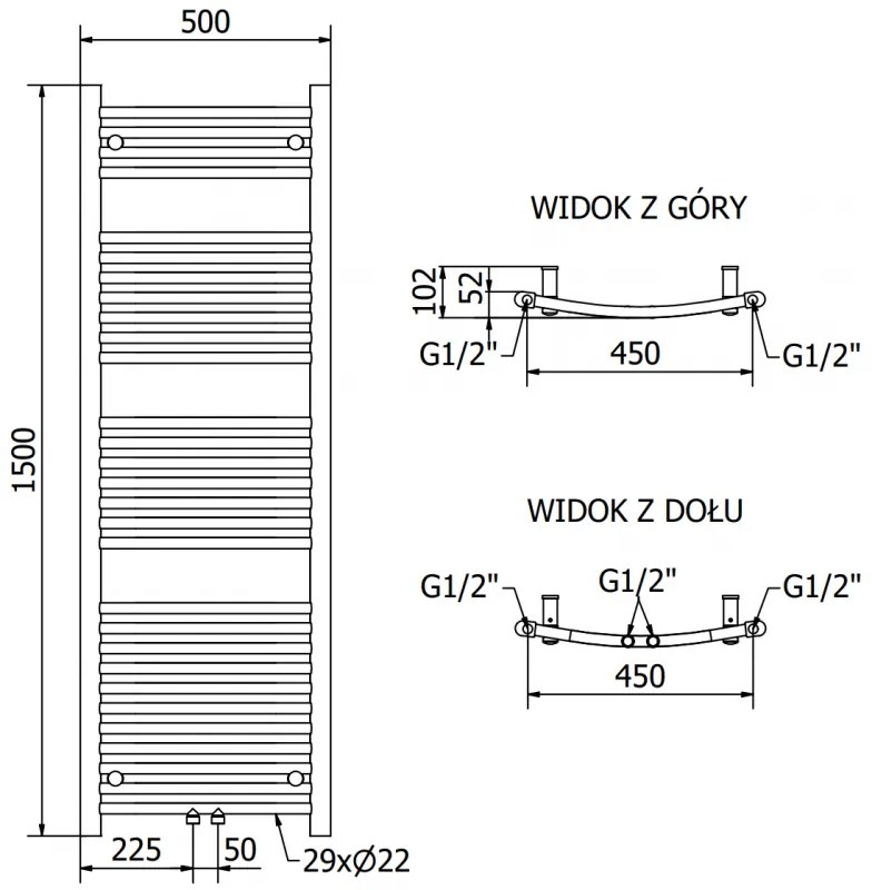 Mexen Ares, elektrické topné těleso 1500x500 mm + topná tyč 600 W, černá, W102-1500-500-2600-70