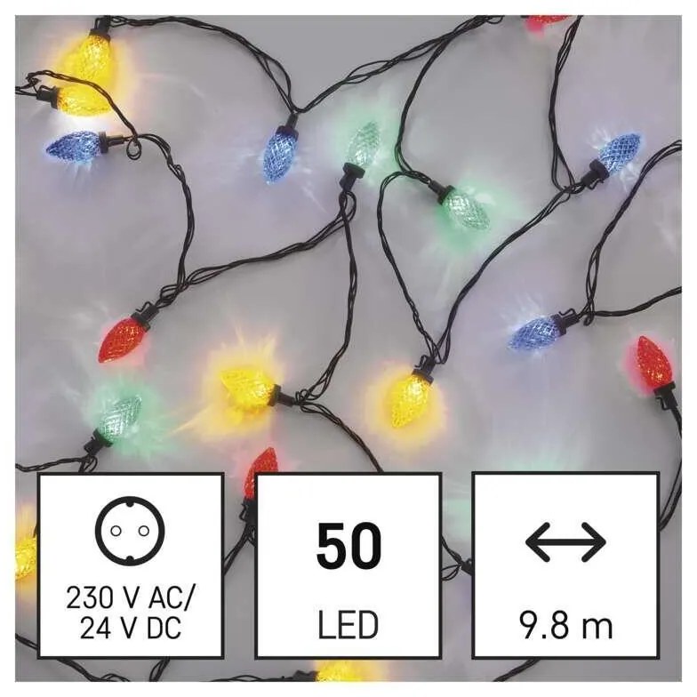 LED vánoční řetěz žárovky 9,8m barvy 8 módů