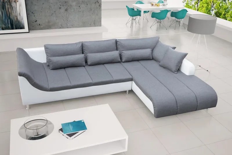 LOFT rohová sedací souprava, pravá, bílá/hnědá (soft 17/inari 27)