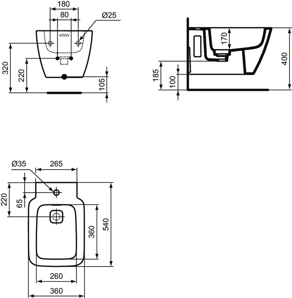 Ideal Standard Strada II - Závěsný bidet, bílá T456801