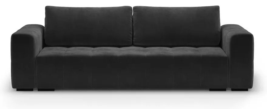 Tmavě šedá sametová rozkládací/s úložným prostorem pohovka 250 cm Luca - II. jakost – Milo Casa