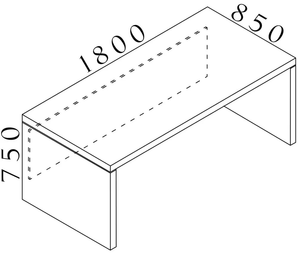 Stůl Lineart 180 x 85 cm, jilm světlý
