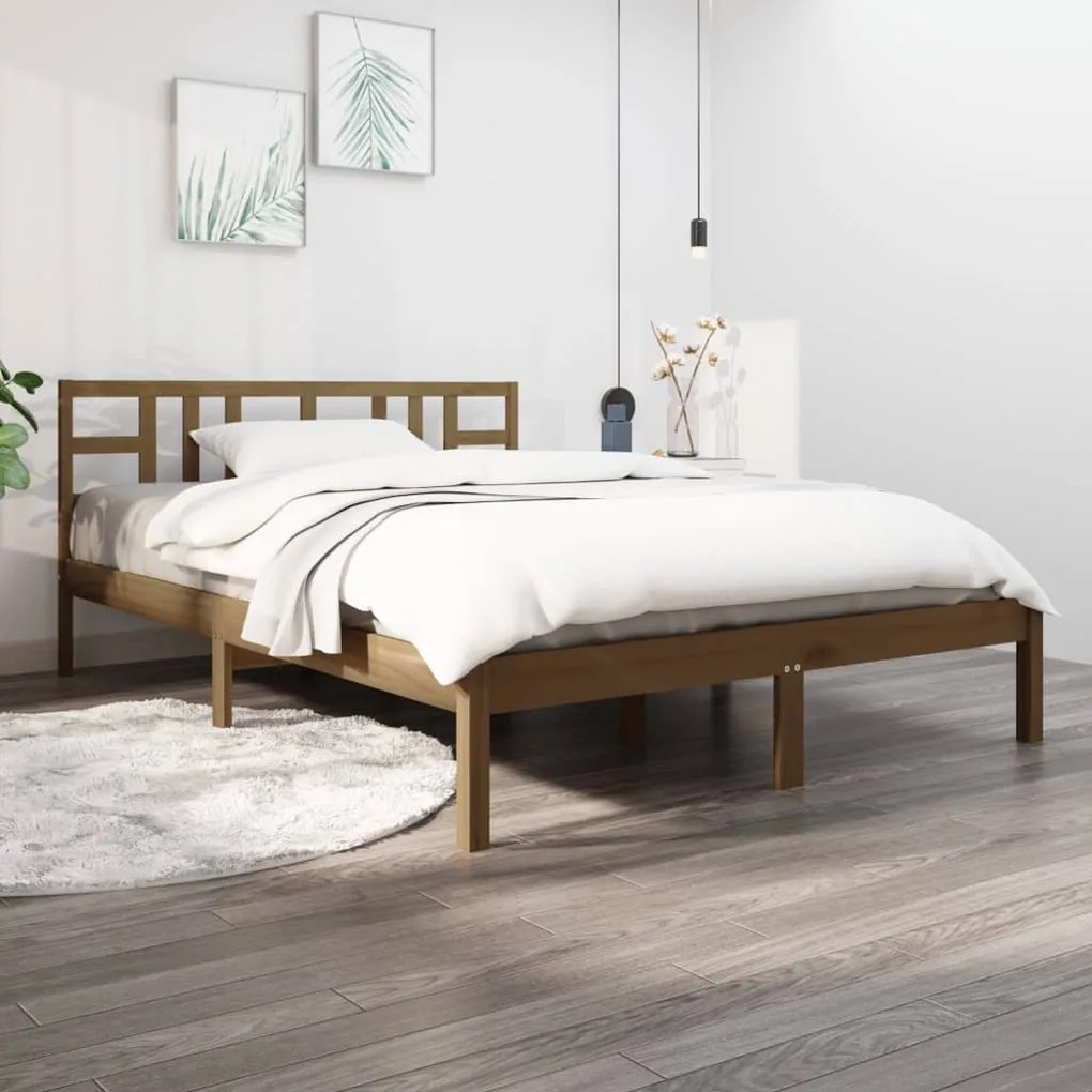 Rám postele medově hnědý masivní dřevo 200 x 200 cm 3105428