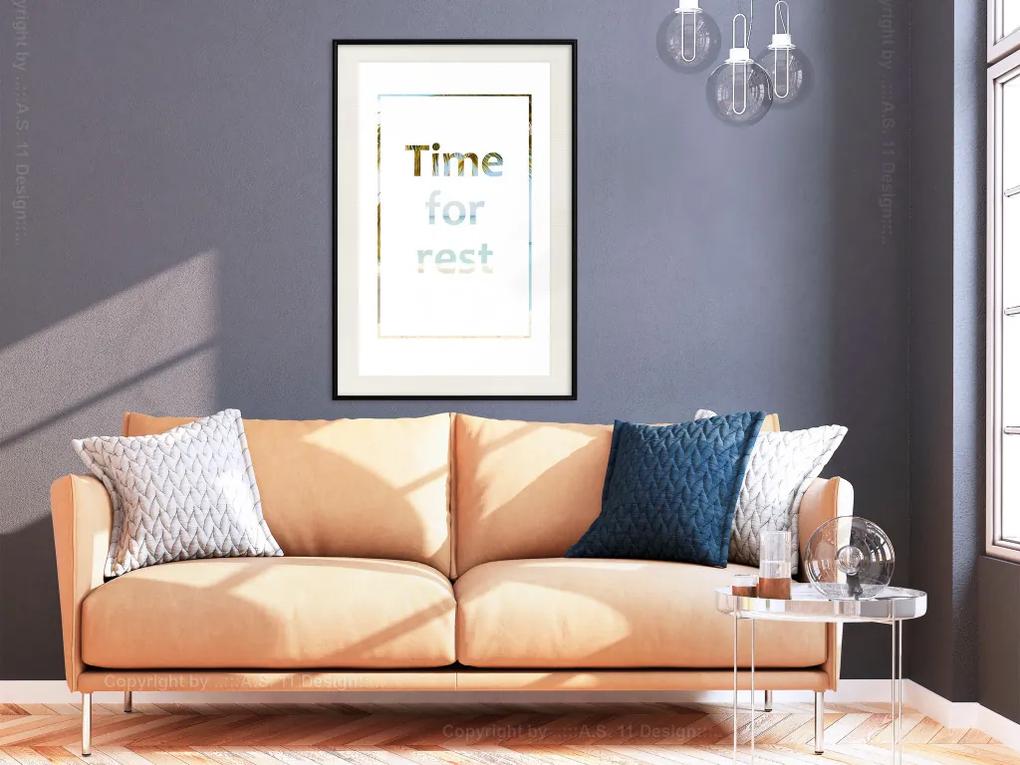 Plakát Čas na Odpočinek - anglický text s bleskem na tropické krajiny