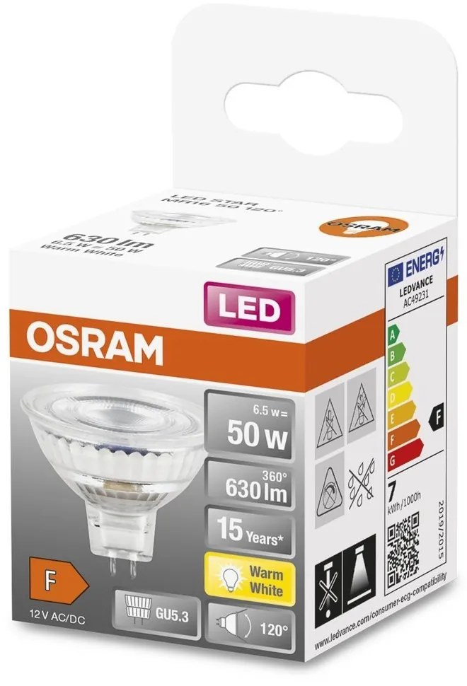 LED bodovka GU5.3 STAR 6.5 W, teplá bílá