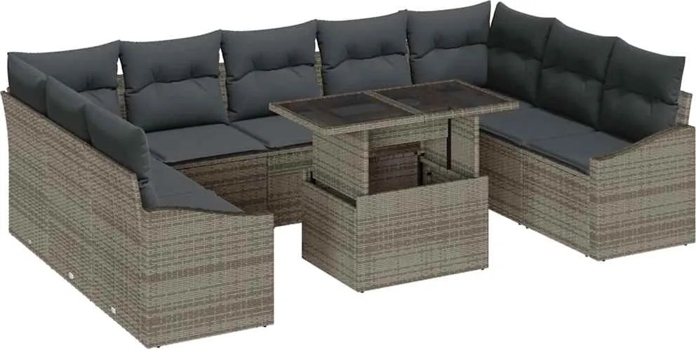 Set pohovek 10 ks Šedá polyratan 3349065