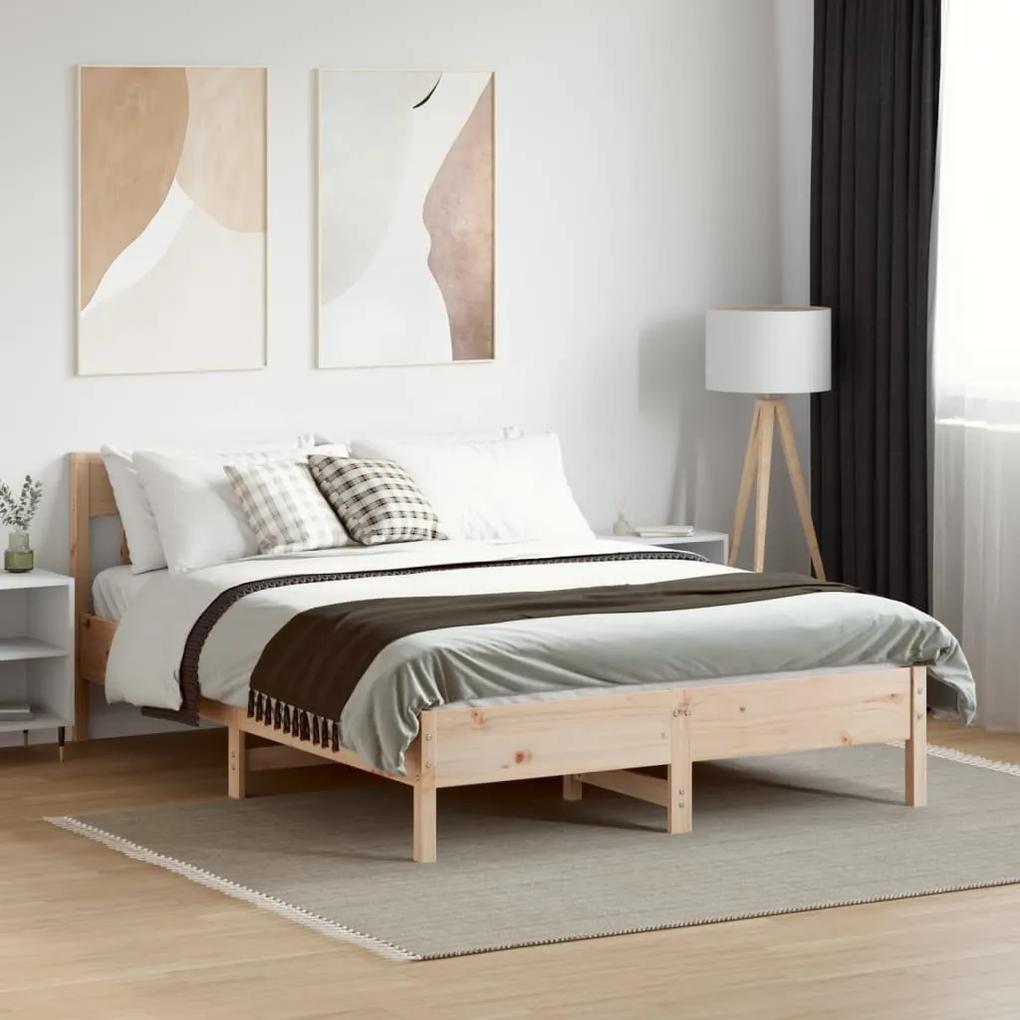 vidaXL Rám postele s čelem voskově 160x200 cm masivní borovice [3216206] Barva: Bílá